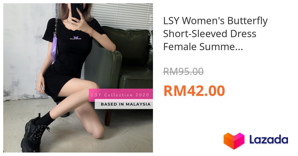 LSY Women's Butterfly Short-Sleeved Dress Female Summer Korean Version ...