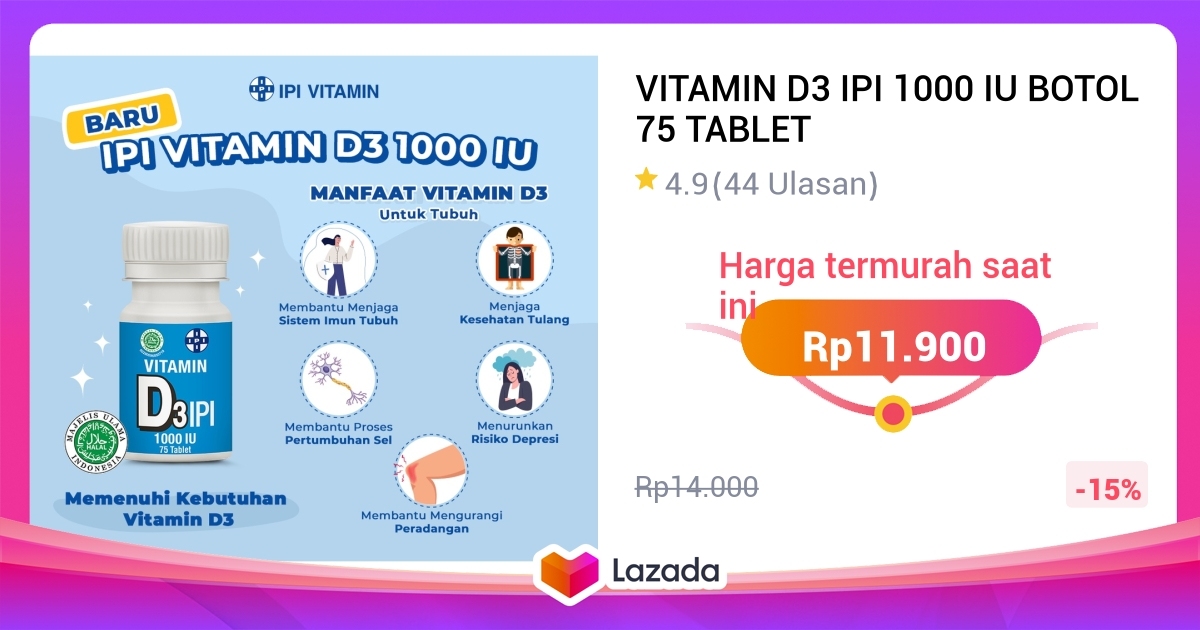 VITAMIN D3 IPI 1000 IU BOTOL 75 TABLET