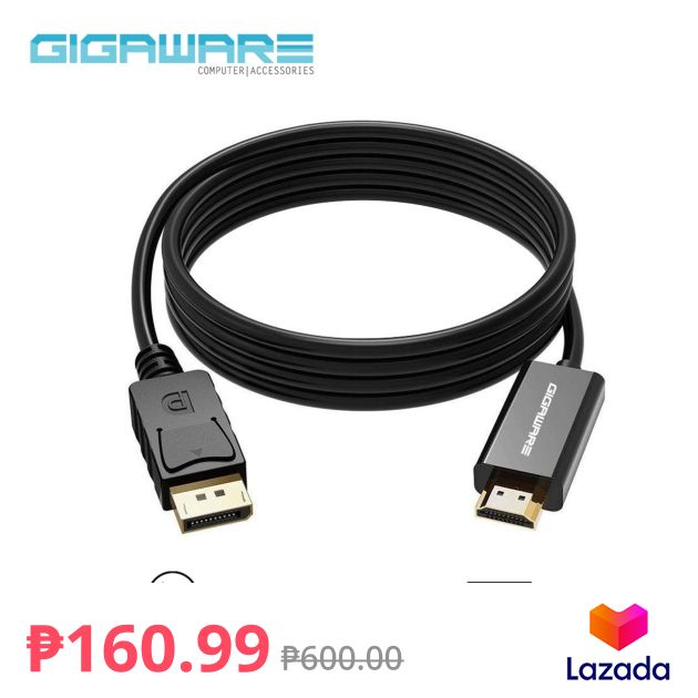 Gigaware 1080P HD DisplayPort DP Input to HDMI Output Adapter Cable ...