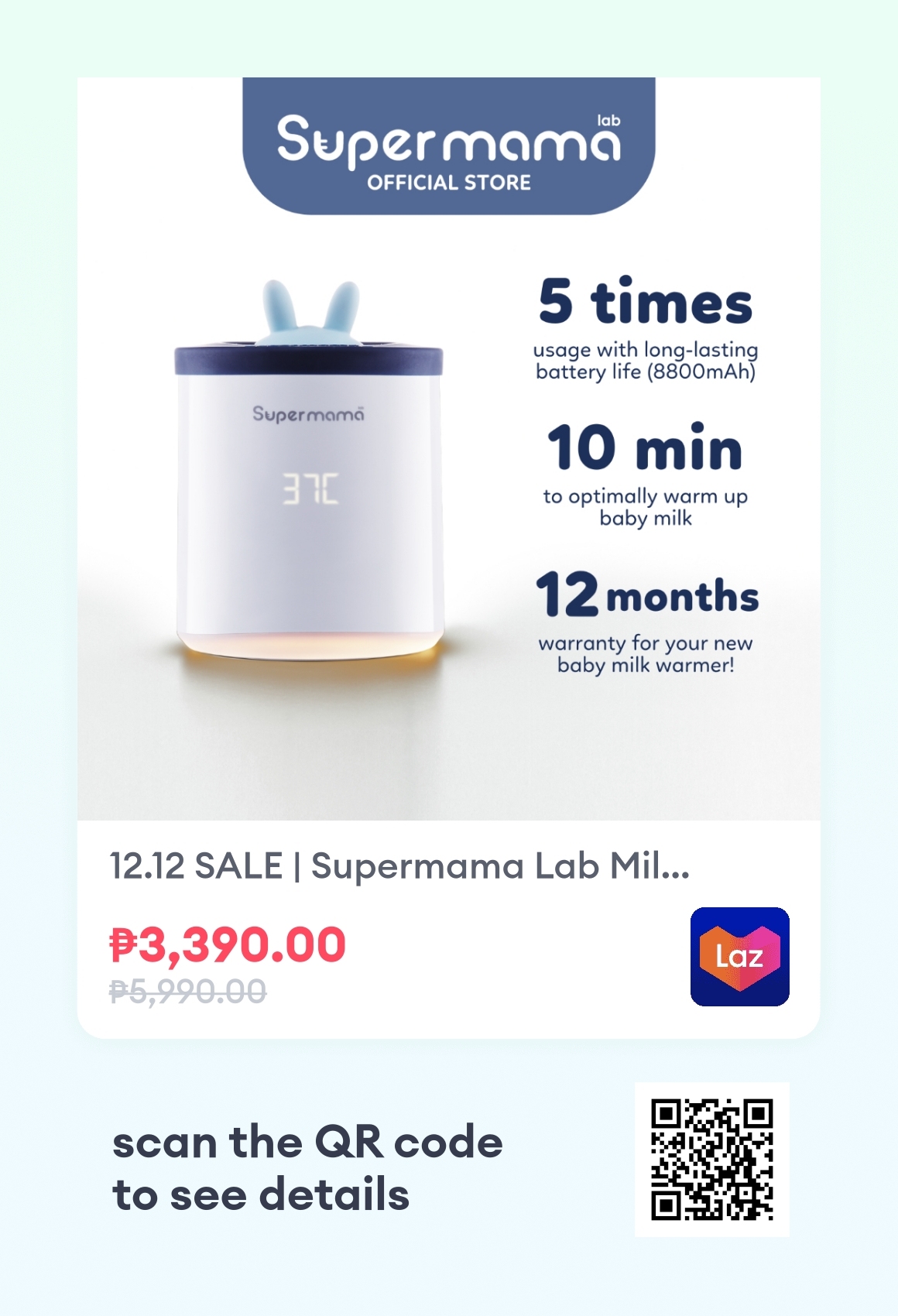 12.12 SALE | Supermama Lab Milk Warmer w/ adapters | Portable & Wireless | USB-C Charging ...