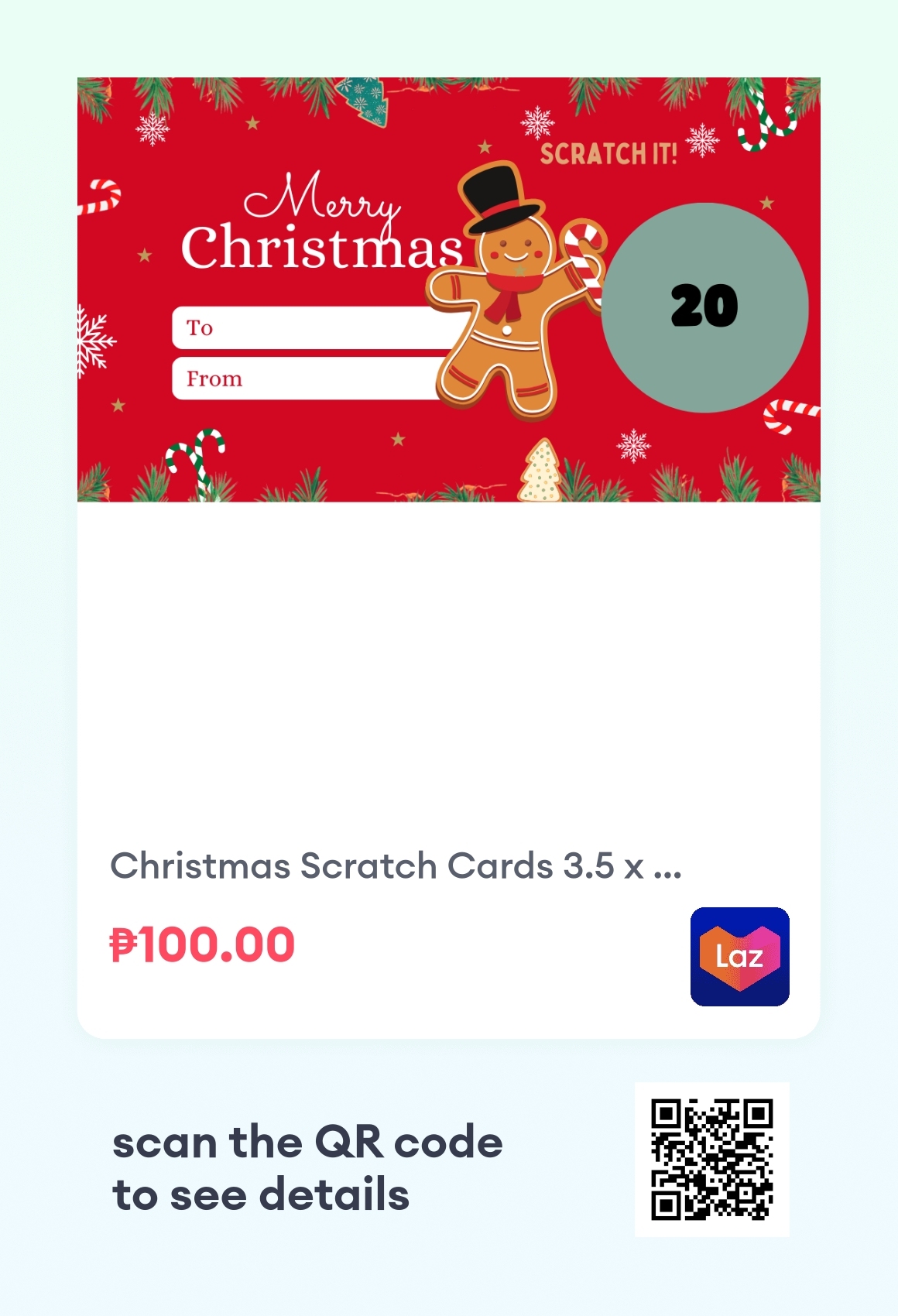 Christmas Scratch Cards 3.5 x 2 inches 10pcs