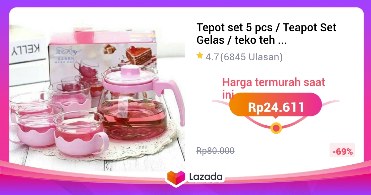 Tepot set 5 pcs / Teapot Set Gelas / teko teh / tea pot / tea pot set ...