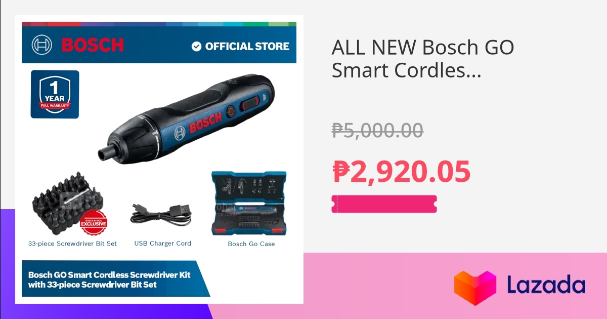 ALL NEW Bosch GO Smart Cordless Screwdriver Kit Exclusive with 33pcs ...