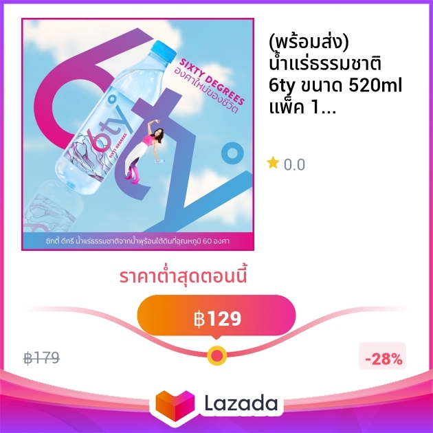 (พร้อมส่ง) น้ำแร่ธรรมชาติ 6ty ขนาด 520ml แพ็ค 12 ขวด