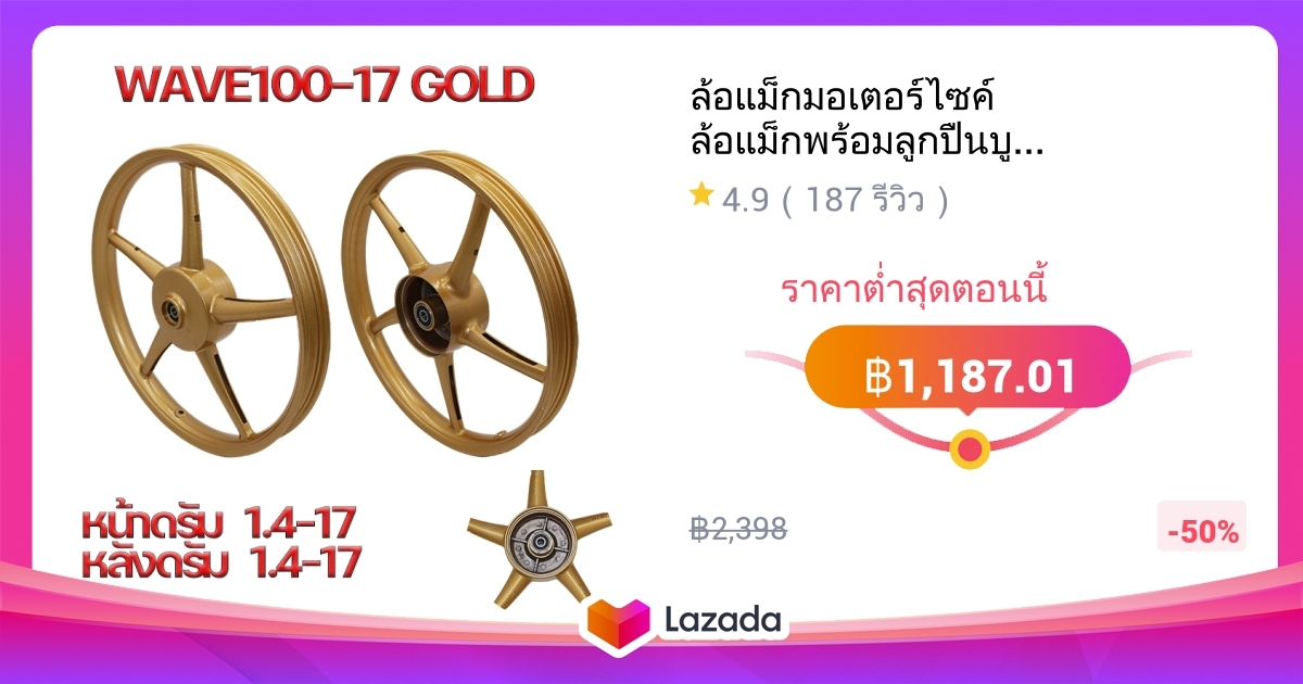 ล้อแม็กมอเตอร์ไซค์ ล้อแม็กพร้อมลูกปืนบูช ราคาล้างสต๊อก WAVE MIO CLICK ...