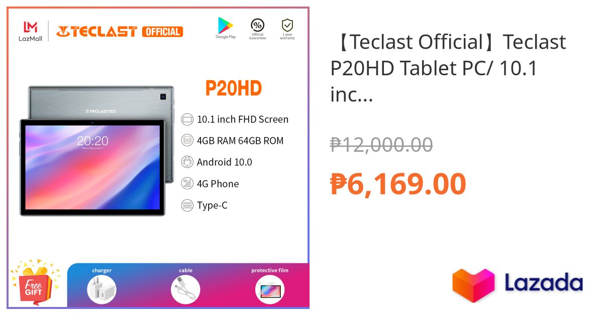 【Teclast Official】Teclast P20HD Tablet PC/ 10.1 inch FHD Screen/4GB RAM ...