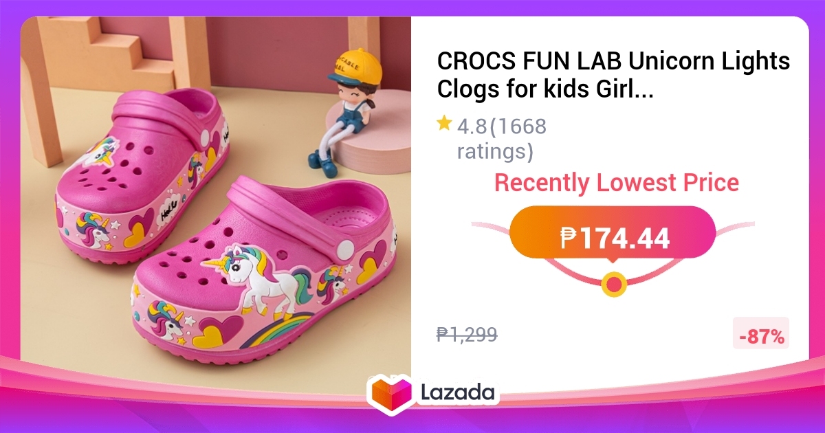 CROCS FUN LAB Unicorn Lights Clogs for kids Girls full force sandals