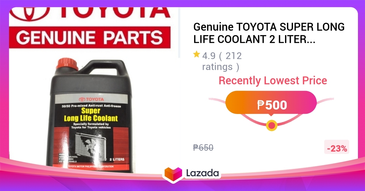 Genuine TOYOTA SUPER LONG LIFE COOLANT 2 LITERS PINK 50/50