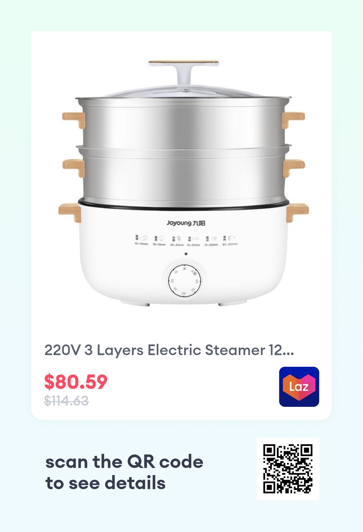 220V 3 Layers Electric Steamer 12L Household Electric Steaming Cooking ...