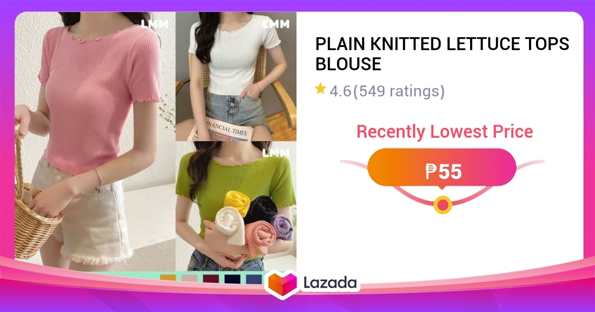 PLAIN KNITTED LETTUCE TOPS BLOUSE