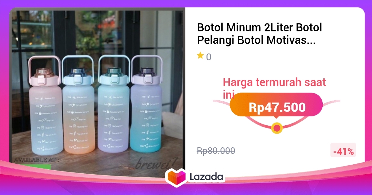 Botol Minum 2Liter Botol Pelangi Botol Motivasi Korea botol minum 2liter