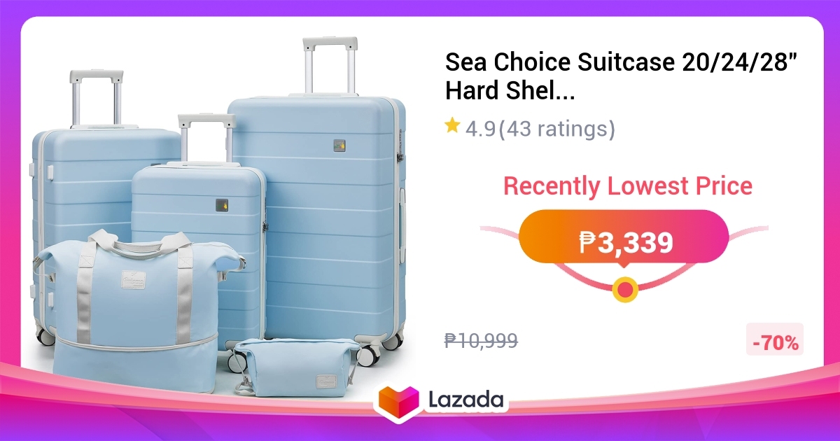 Sea Choice Suitcase 20/24/28" Hard Shell Lightweight ABS 20" & Sets ...