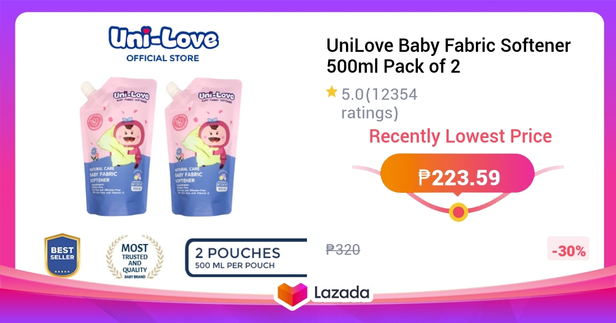 UniLove Baby Fabric Softener 500ml Pack of 2