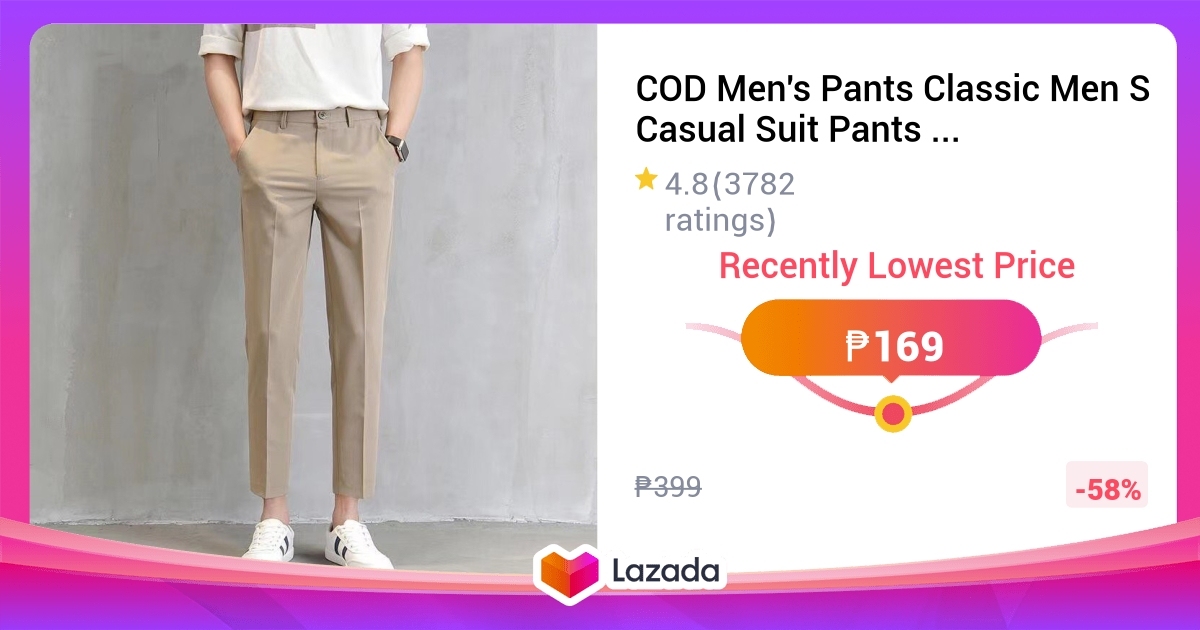 COD Men's Pants Classic Men S Casual Suit Pants 7 Colors Sizes 28 36 ...