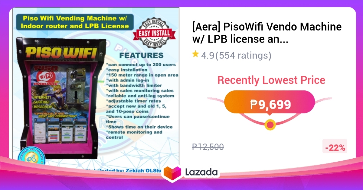 [Aera] PisoWifi Vendo Machine w/ LPB license and Outdoor router accept ...