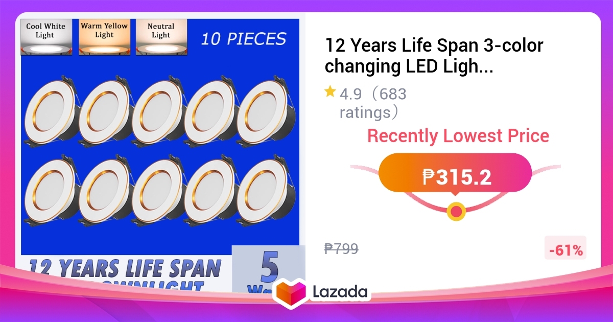 12 Years Life Span 3-color changing LED Light ilaw sa bahay led ...