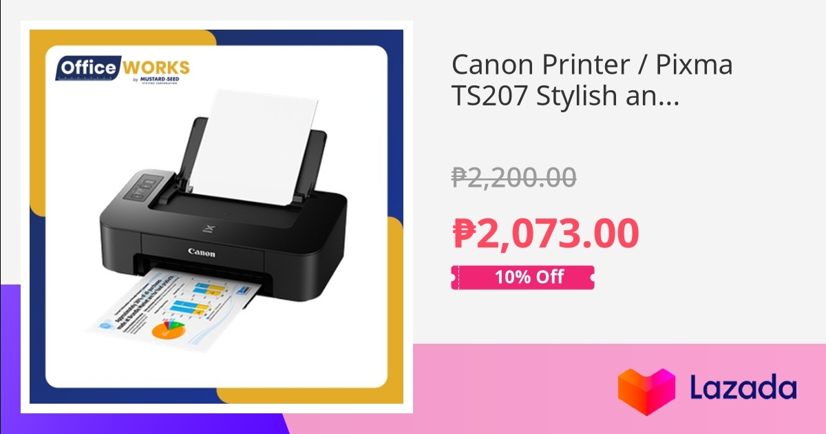 Canon Printer / Pixma TS207 Stylish and Compact Printer with Low-Cost ...