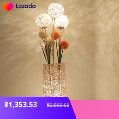 LUVODI โคมไฟตั้งพื้น โมเดิร์น E27 LED Hand-Woven Rattan Flower Floor ...