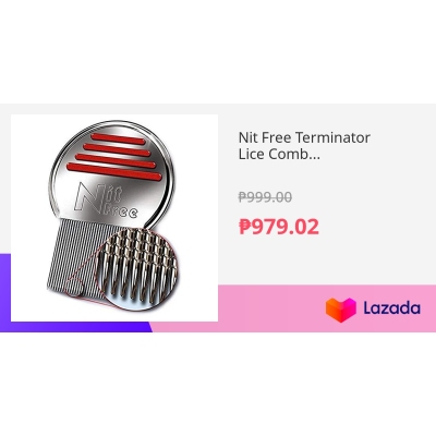 Nit Free Terminator Lice Comb, Professional Stainless Steel Louse and ...