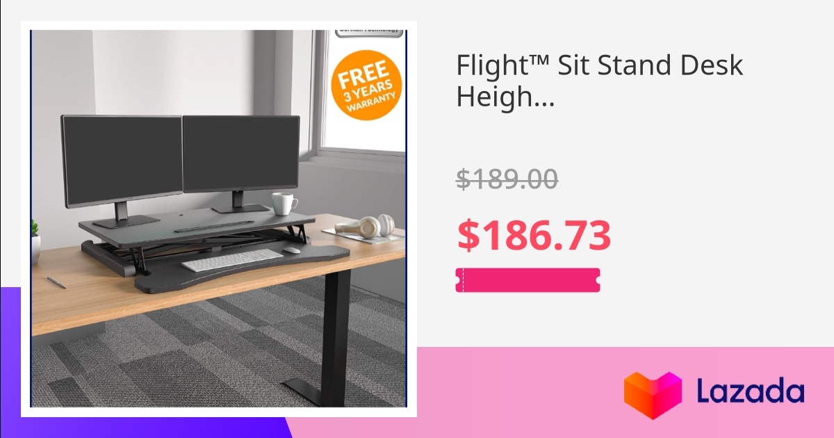 Flight™ Sit Stand Desk Height Adjustable Desk Sit Stand Converter ...