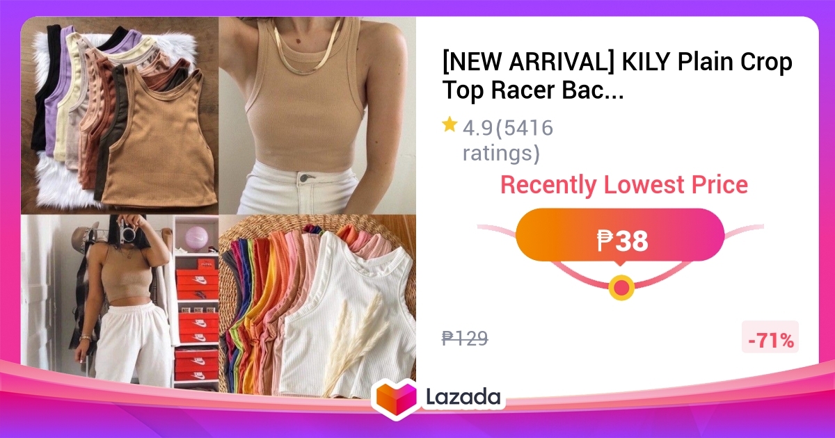 [NEW ARRIVAL] KILY Plain Crop Top Racer Back Trendy Tank Top 6a0097