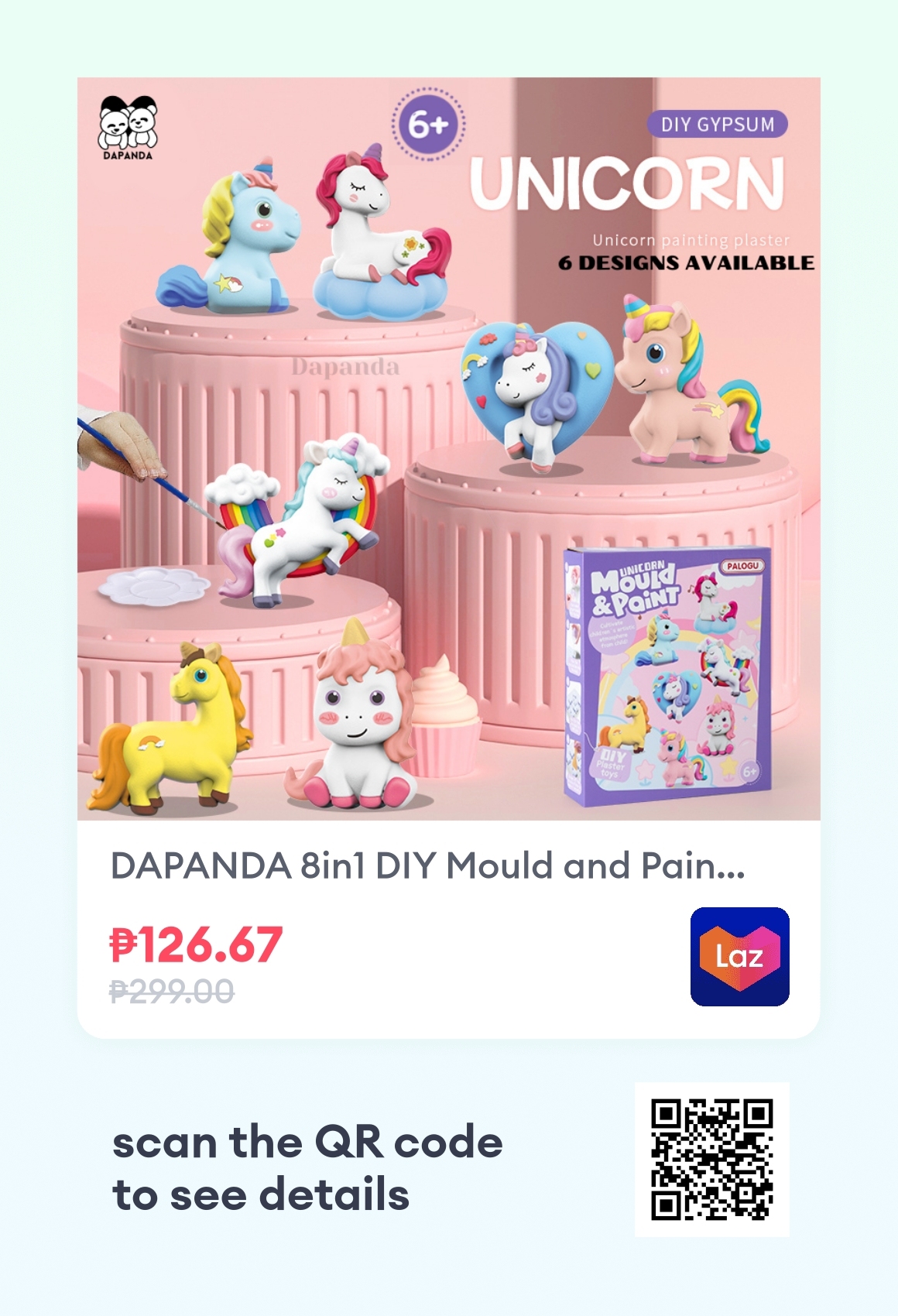 DAPANDA 8in1 DIY Mould and Paint Plaster Fridge Magnets Mold Kit for Kids Gypsum Magnet Art