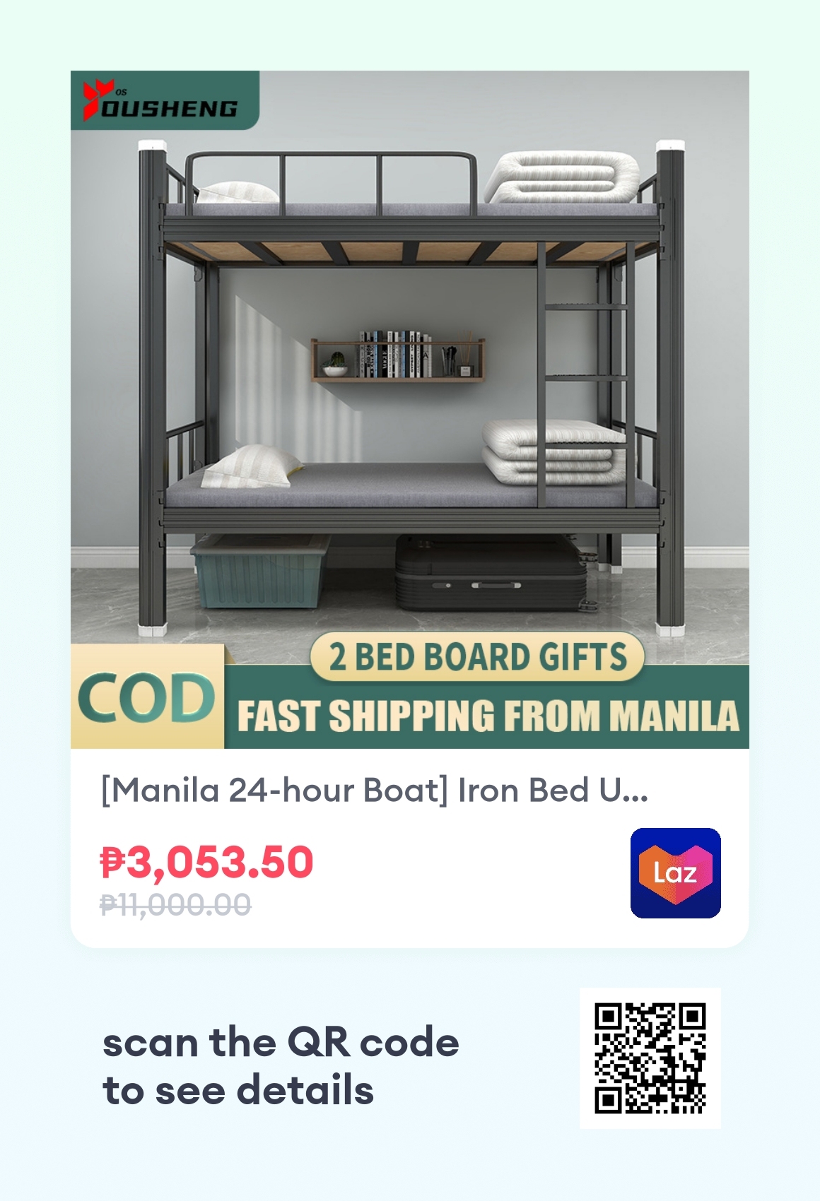[Manila 24-hour Boat] Iron Bed Up and Down Staff Dormitory Student High ...