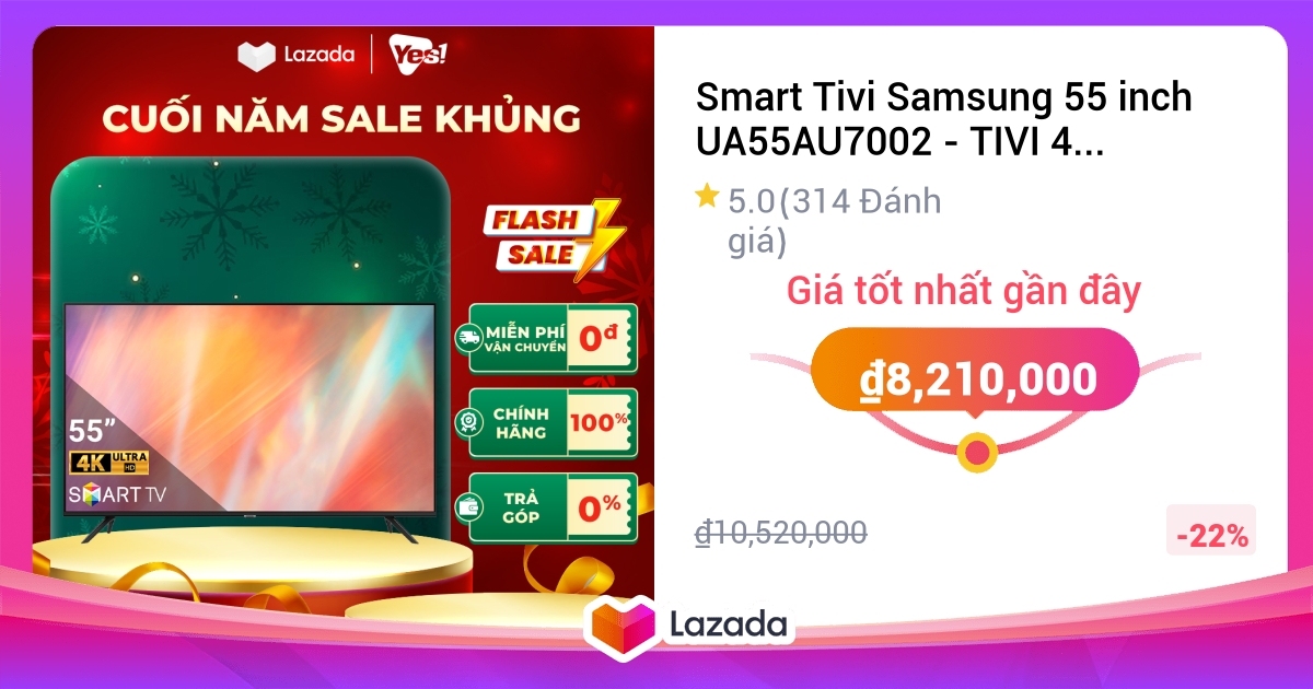 Smart Tivi Samsung 55 inch UA55AU7002 - TIVI 4K UHD - Bảo hành chính ...