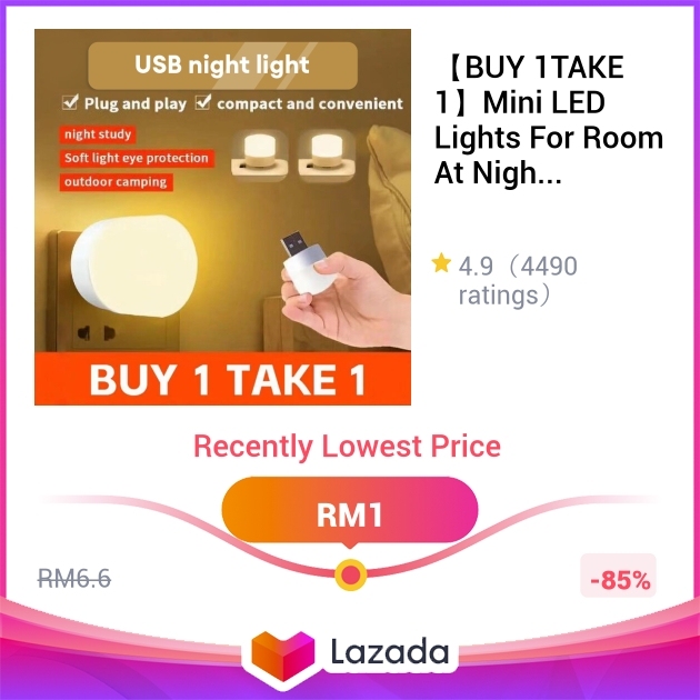 【BUY 1TAKE 1】Mini LED Lights For Room At Night USB Night Light Bedroom ...