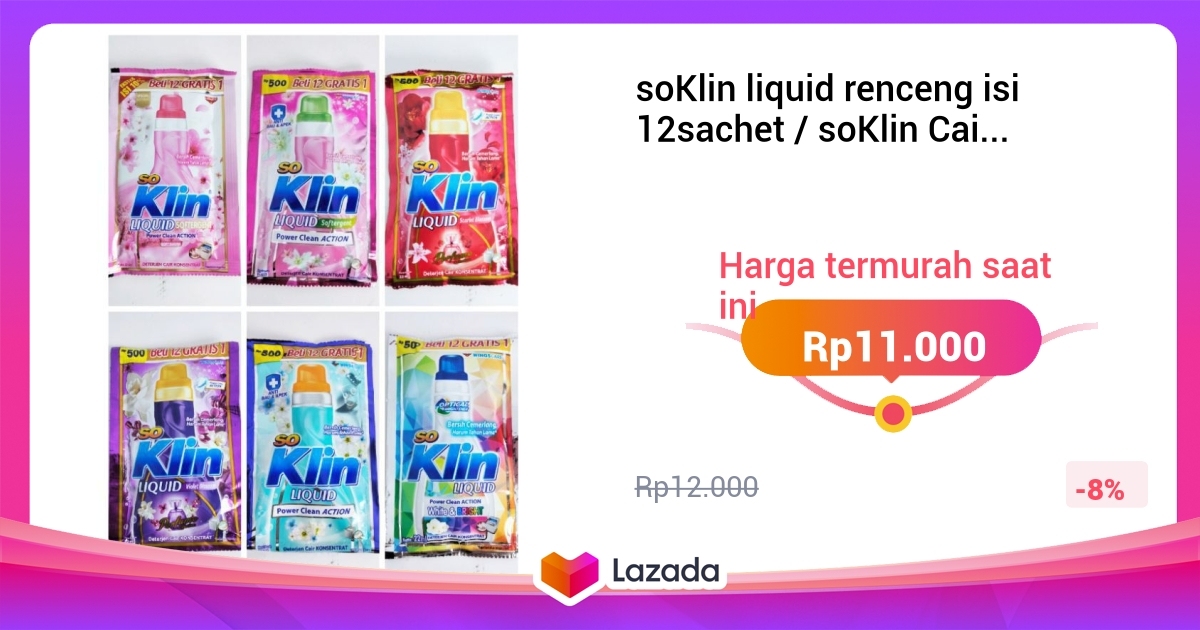 soKlin liquid renceng isi 12sachet / soKlin Cair Kemasan Renceng ...