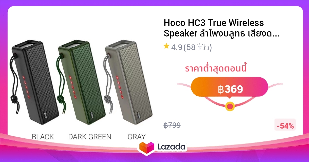 Hoco HC3 True Wireless Speaker ลำโพงบลูทธ เสียงดี เบสหนัก รับสายได้ แบต ...