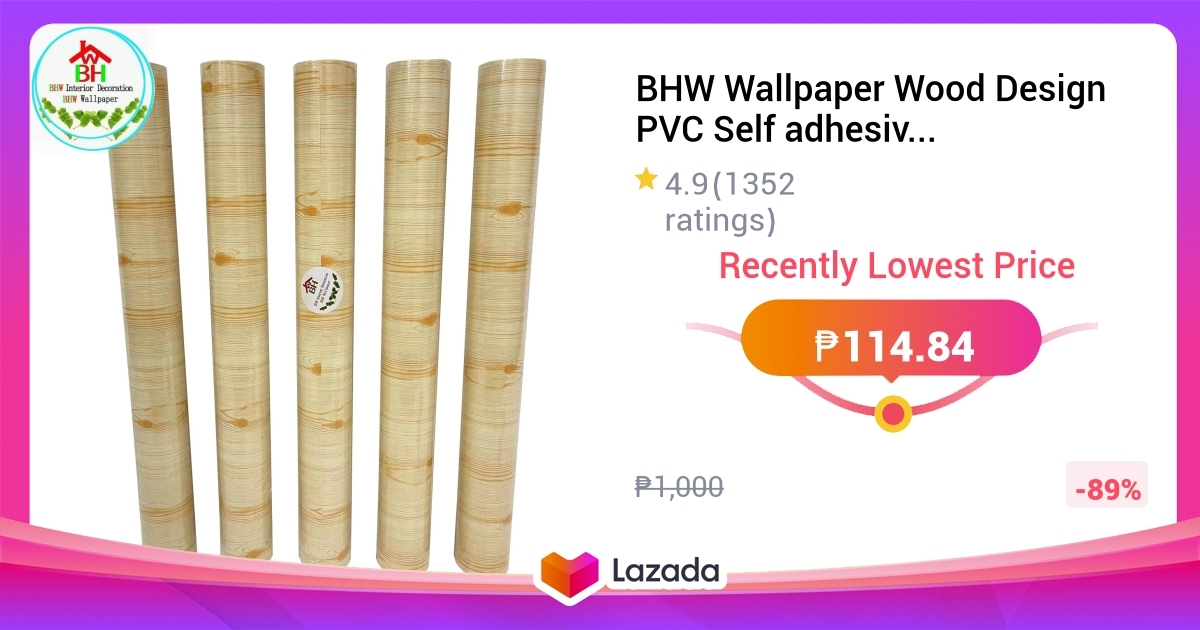 BHW Wallpaper Wood Design PVC Self adhesive Waterproof Wallpaper Fabric ...