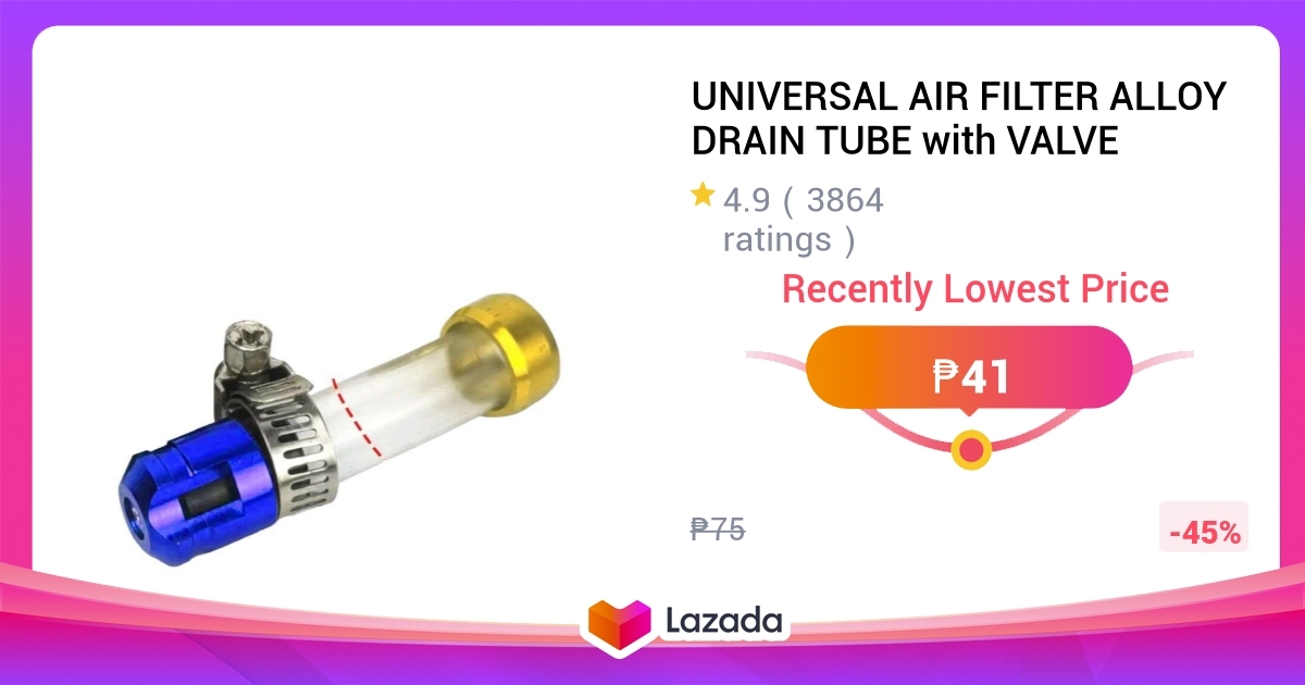 UNIVERSAL AIR FILTER ALLOY DRAIN TUBE with VALVE