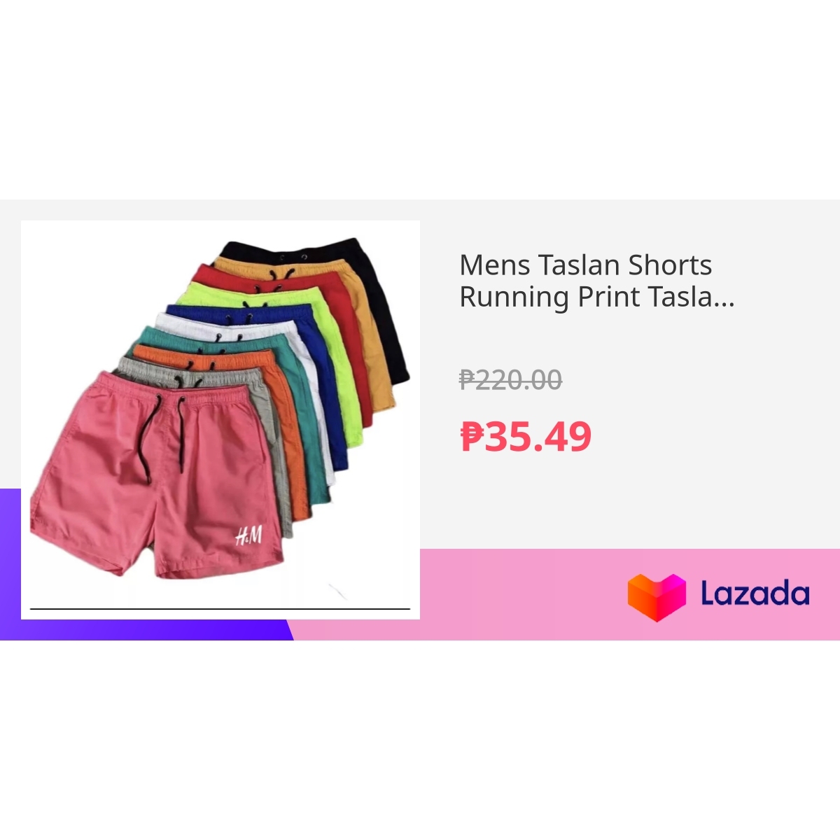 Mens Taslan Shorts Running Print Taslan Short Unisex