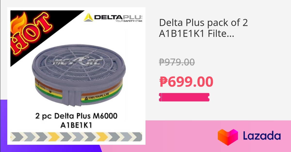 Delta Plus pack of 2 A1B1E1K1 Filter Cartridge M6000 ABEK1 Original ...