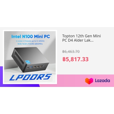 Topton 12th Gen Mini PC D4 Alder Lake Intel N100 Quad Core DDR5 8G/16G 4800Hz Windows 11 Dual ...