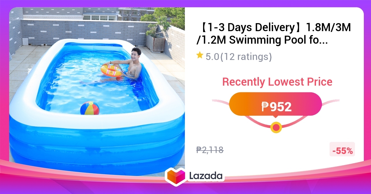 【1-3 Days Delivery】1.8M/3M/1.2M Swimming Pool for Kids Adult Family ...