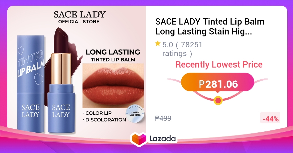 SACE LADY Tinted Lip Balm Long Lasting Stain High Pigmented Magic ...