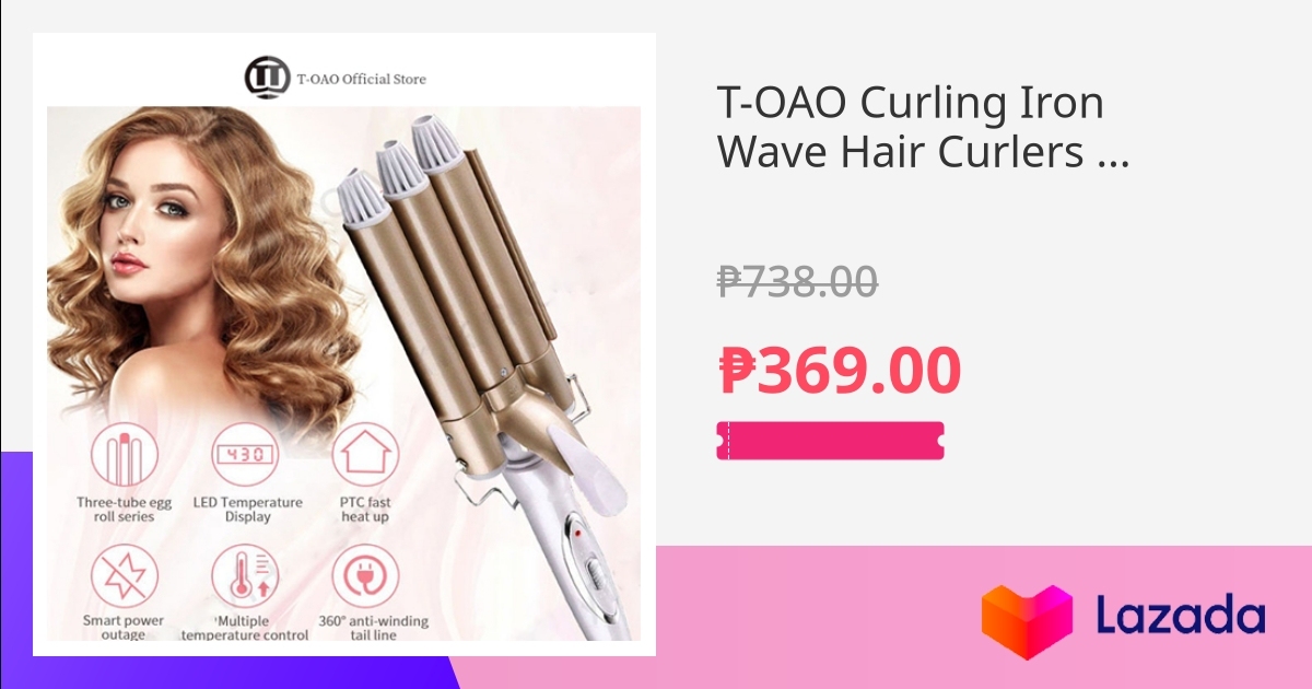 T-OAO Curling Iron Wave Hair Curlers 3 Barrels curl iron hair curling ...
