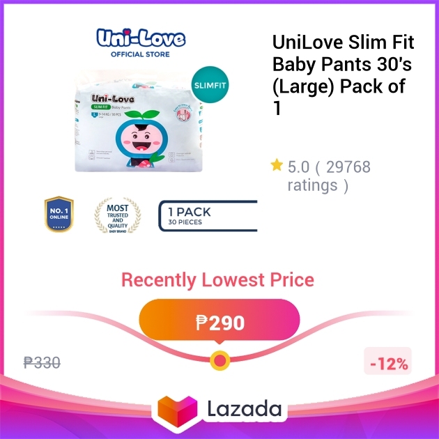 UniLove Slim Fit Baby Pants 30's (Large) Pack of 1