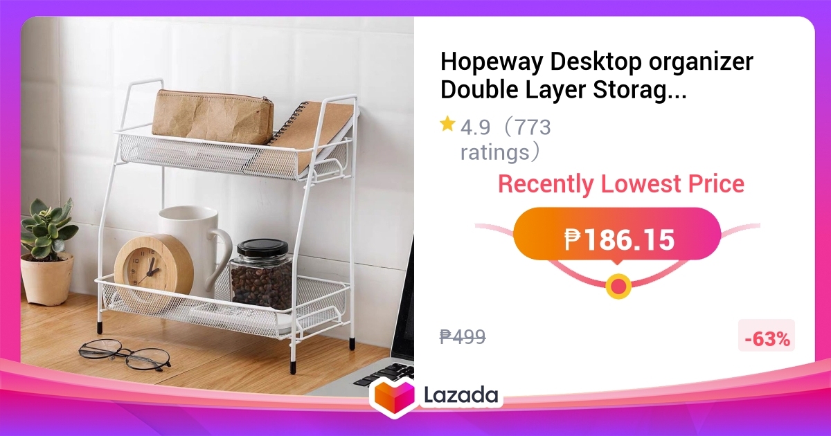 Hopeway Desktop organizer Double Layer Storage Rack Detachable Iron ...