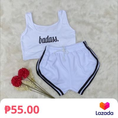 Badass Terno | Trendy Coordinates | Cropped Tank Top Sando & Booty ...