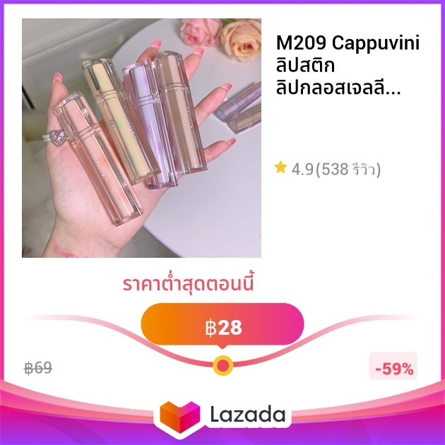 M209 Cappuvini ลิปสติก ลิปกลอสเจลลี่ ทรงสามเหลี่ยม หลอดใส