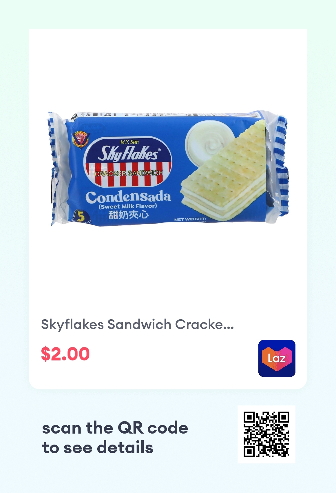 Skyflakes Sandwich Cracker Condensada Flavor 5'S x 30G