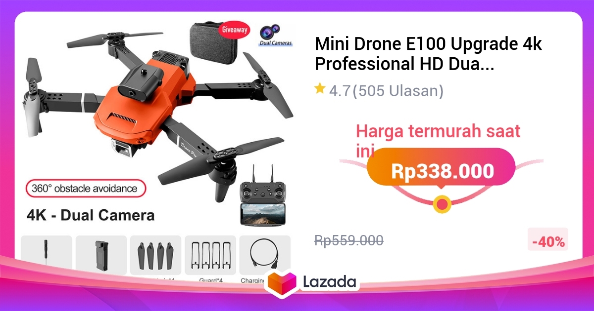 Mini Drone E100 Upgrade 4k Professional HD Dual Camera Fpv WiFi Drone ...