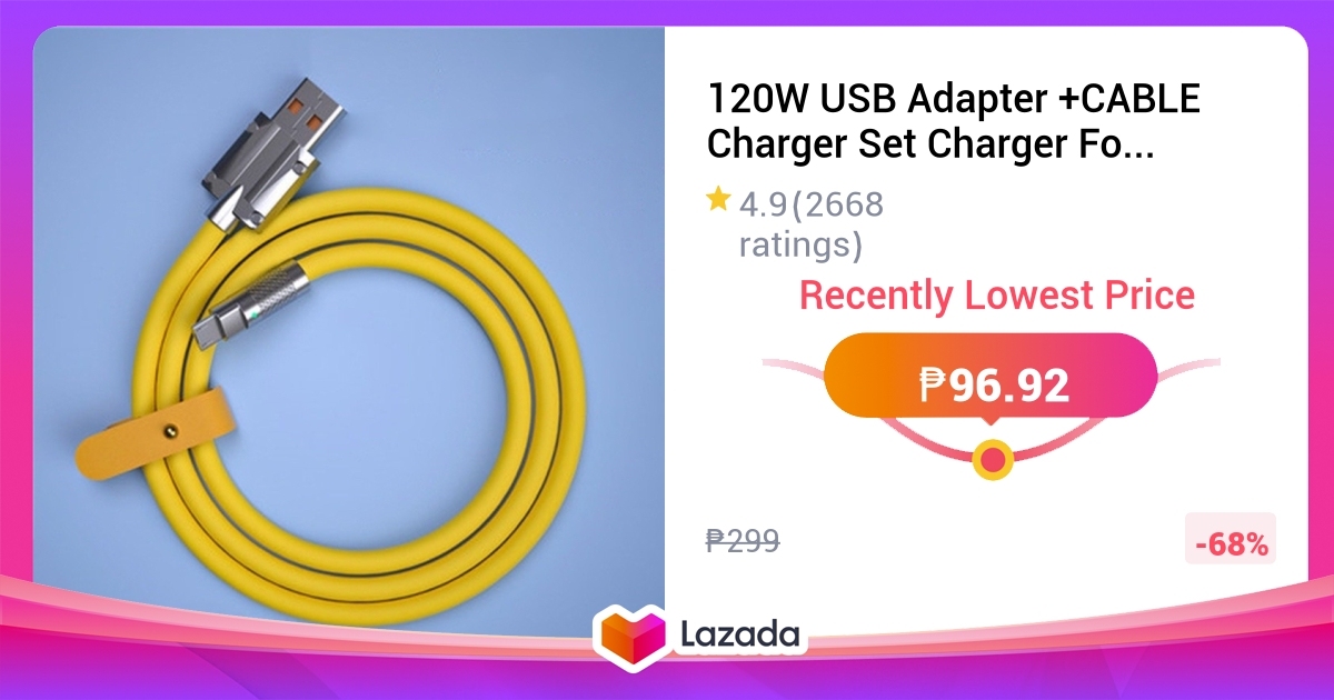 120W USB Adapter +CABLE Charger Set Charger For Mobile Phone Charger ...