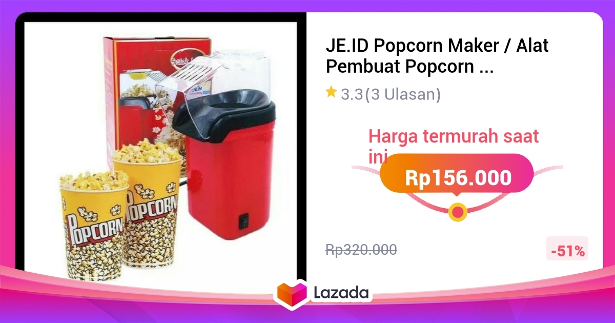 JE.ID Popcorn Maker / Alat Pembuat Popcorn / Mesin Popcorn Mini / Automatic Popcorn Electric ...