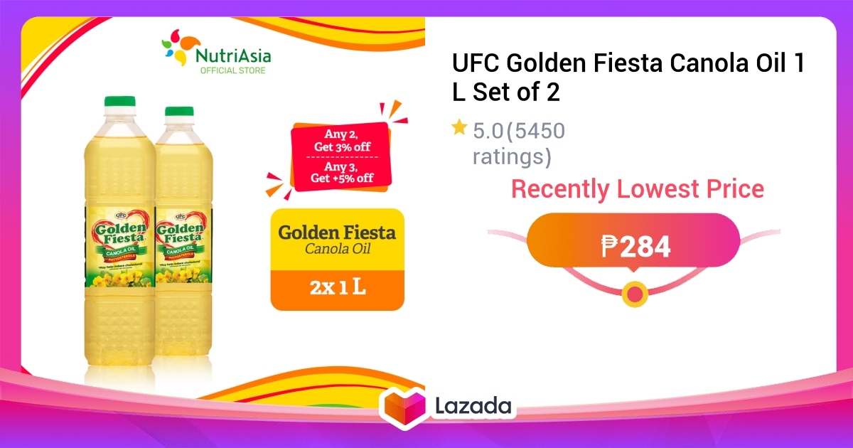 UFC Golden Fiesta Canola Oil 1 L Set of 2