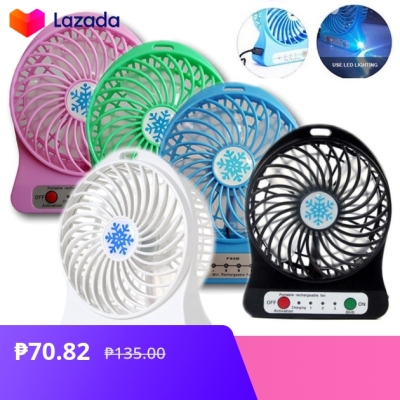 PORTABLE MINI USB RECHARGEABLE COOLING FAN, WITH FLASHLIGHT 5 COLORS ...