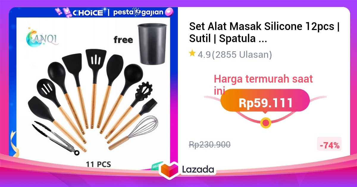Set Alat Masak Silicone 12pcs | Sutil | Spatula | Sodet Alat Masak | Peralatan Dapur | COD